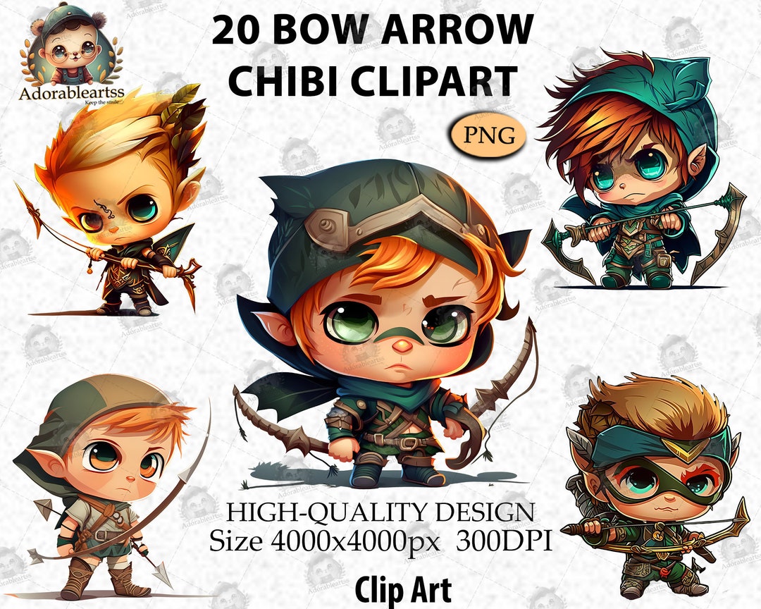 Archery Bow Arrow Cute Chibi Boy, Archery Cute Chibi, Arrow Hunting ...
