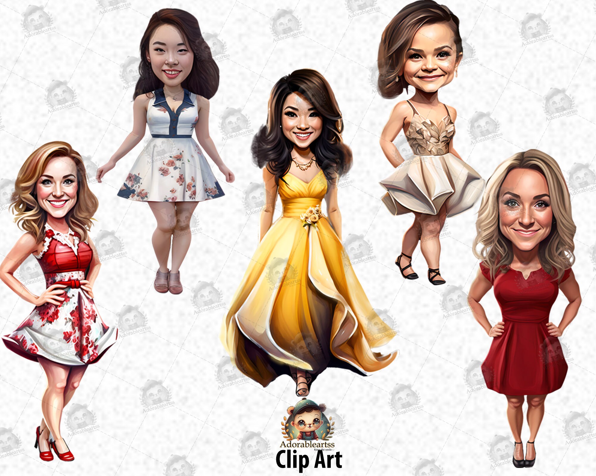 Cute Family Chibi, Clipart Daughter, Son and Baby Kid Mother Dad ...