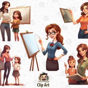 Cute Teacher Chibi Clipart Bundle Teaching and Girl Enjoy Chibi ...