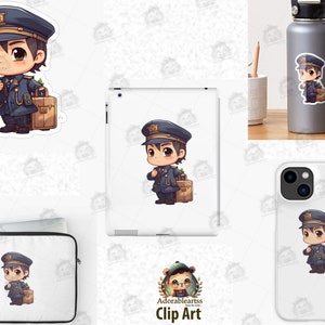 Train Master Clipart, Chibi Master Boy and Girl, Cute Dress, Happy ...