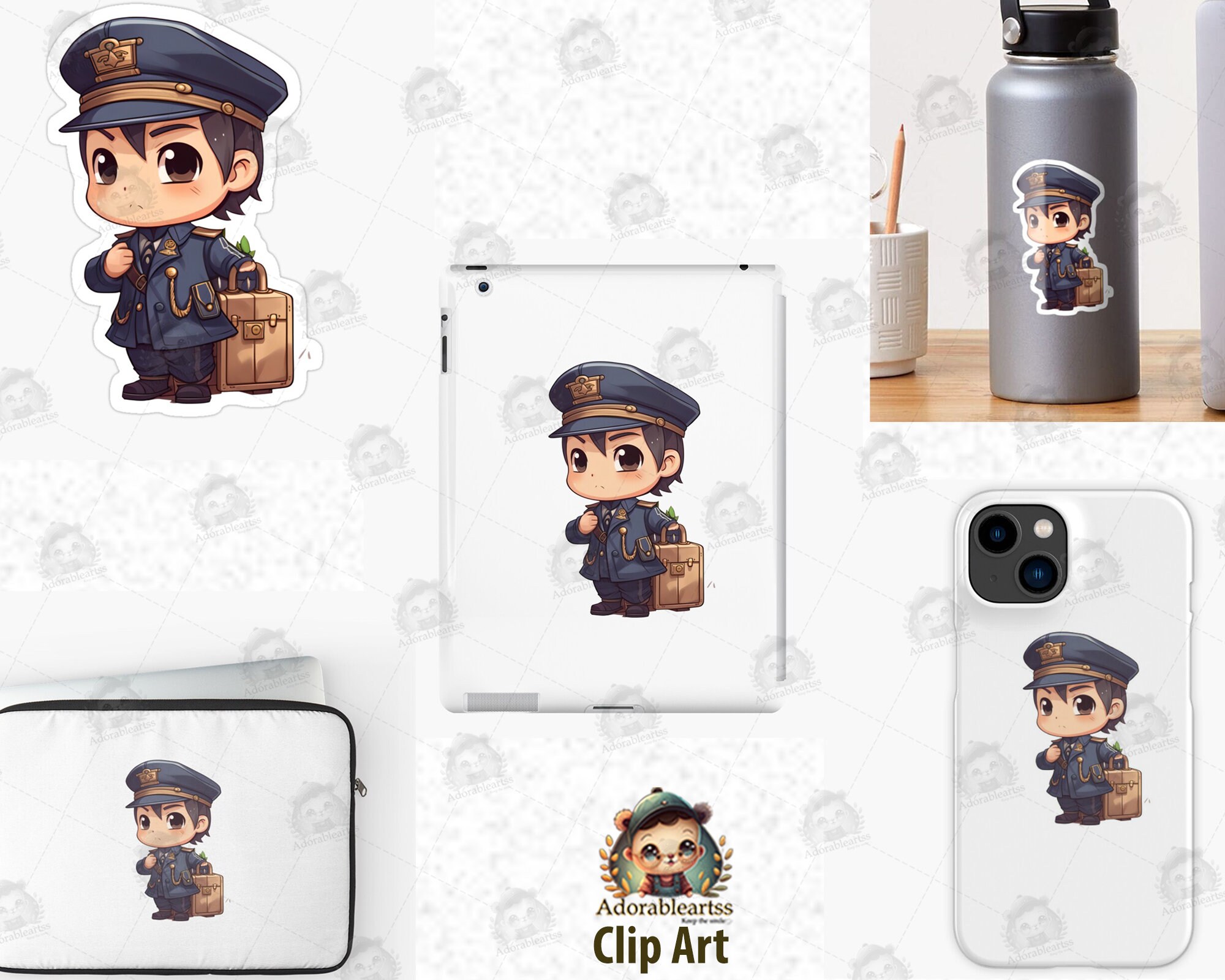 Train Master Clipart Chibi Master Boy and Girl Cute Dress - Etsy