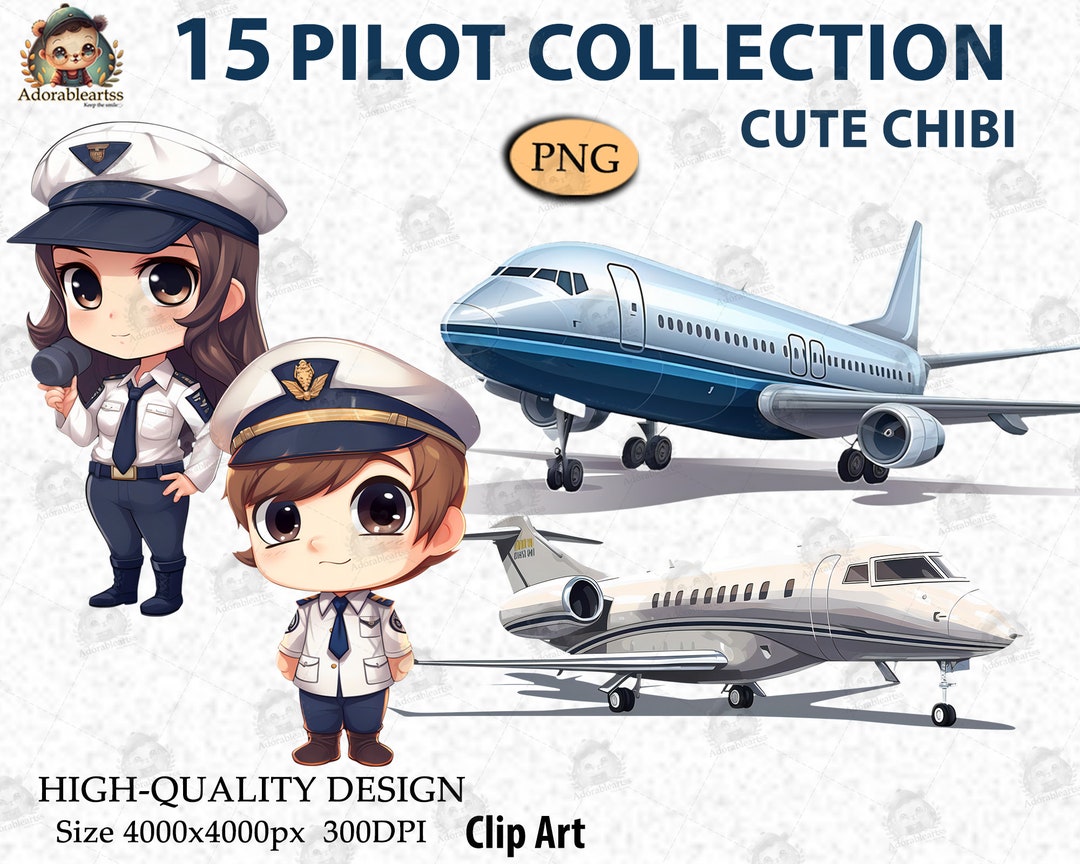 Pilot Chibi Clipart, Airplane Collection, Cute Girl Pilot, Travel ...