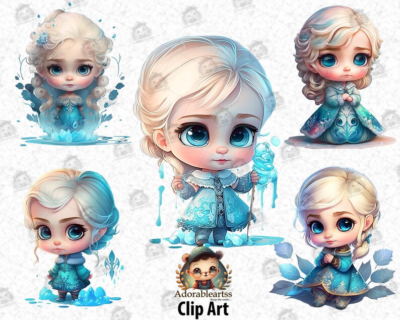 Buy Frozen Elsa Cute Chibi Clipart Frozen Parody Clipart Frozen Online ...