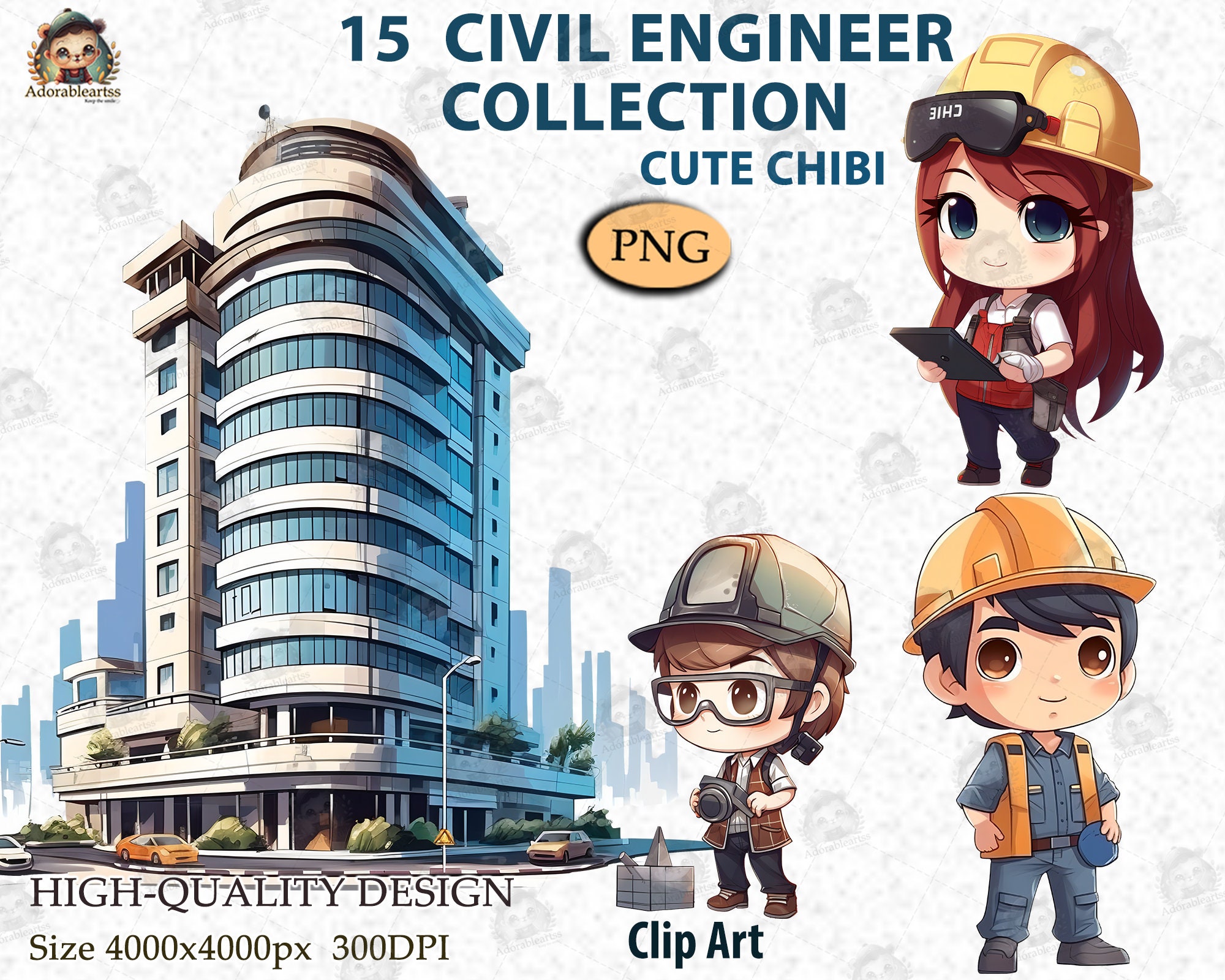 Cute Civil Engineer Chibi Clipart PNG for Crafting and Design Project ...