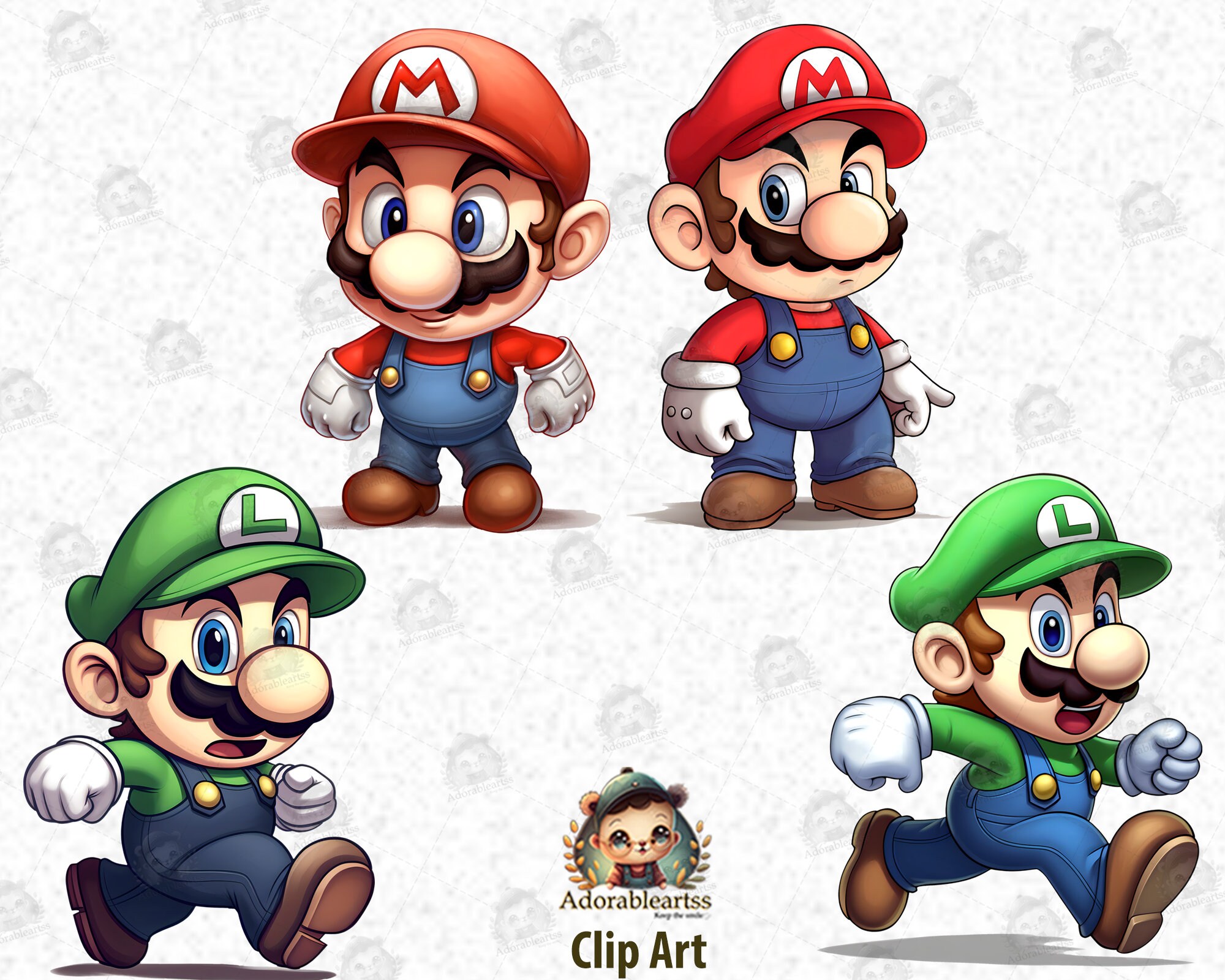 Buy Super Mario Chibi Clipart Jumping Clipart Mario Family Online in ...