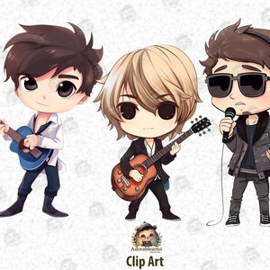Musician Boy Watercolor Clipart: Music Instrument PNG Bundle (digital ...