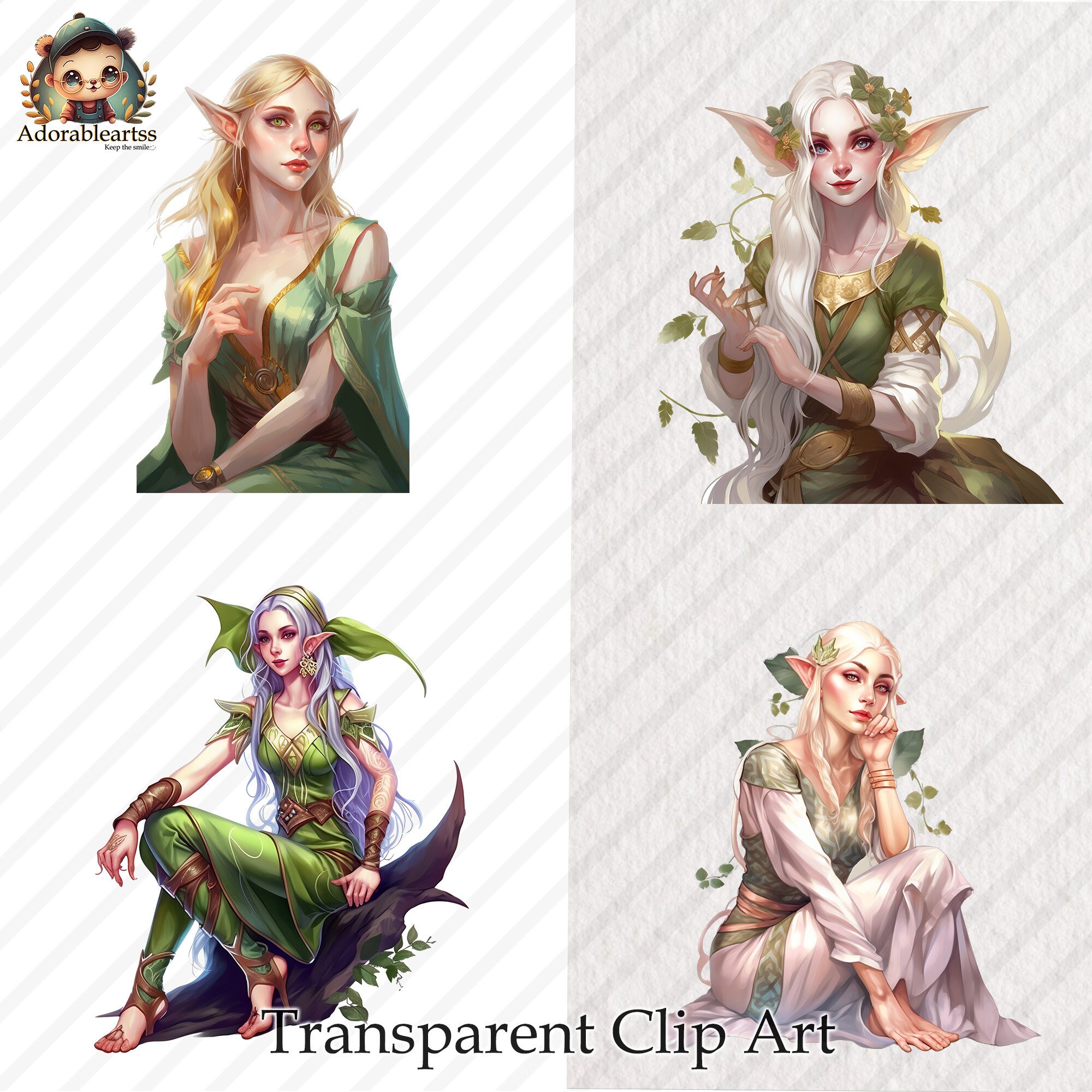 Elf Christmas Clipart, Elf Forest Fairy, Cute Elf, Girl Walldecor ...