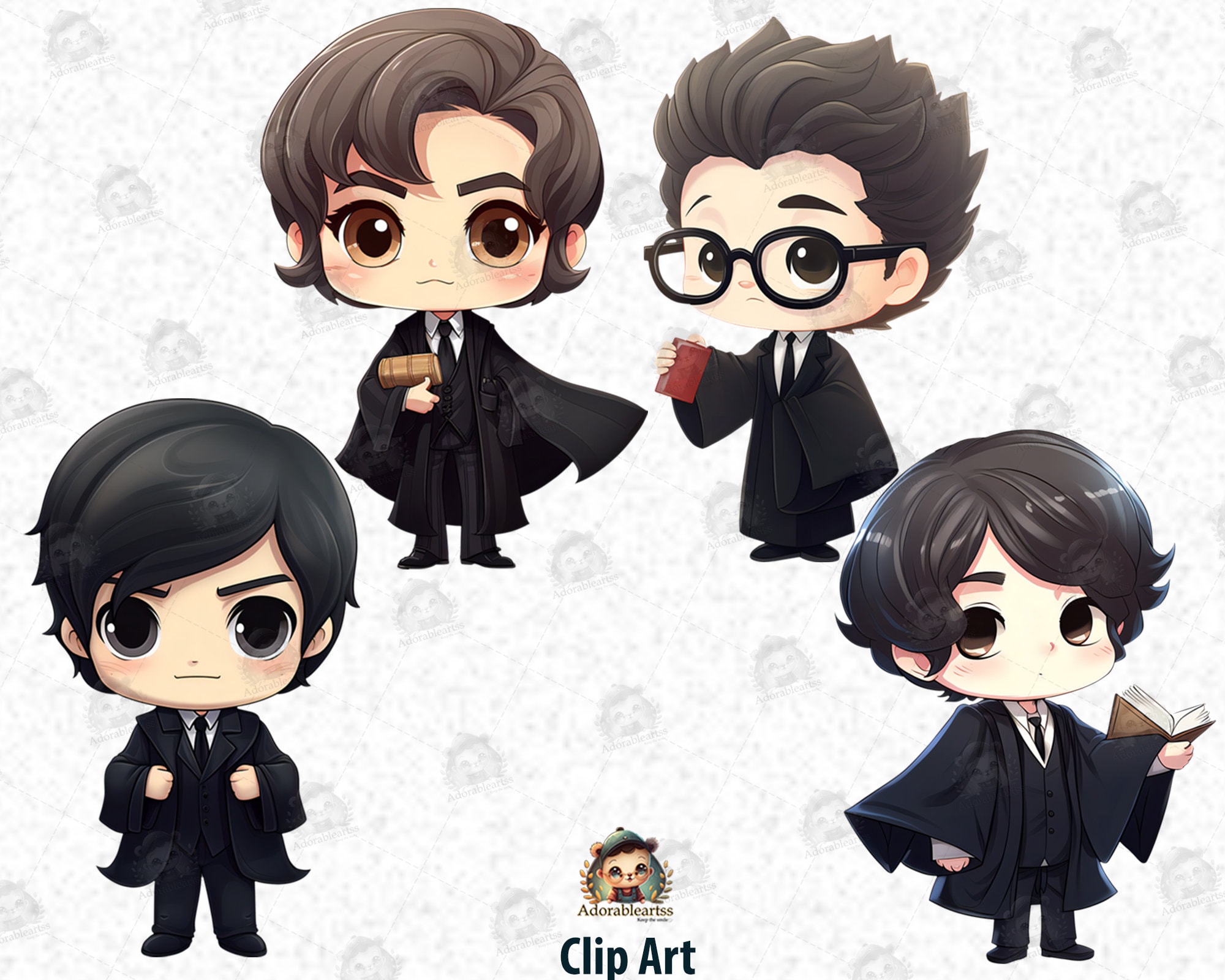 Happy Lawyer Chibi, Clipart PNG, Adorable Justice for Crafting PNG ...