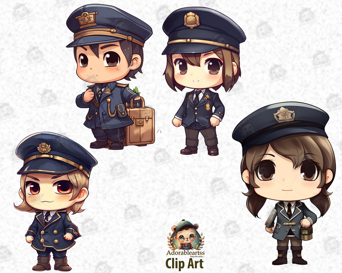 Train Master Clipart Chibi Master Boy and Girl Cute Dress - Etsy