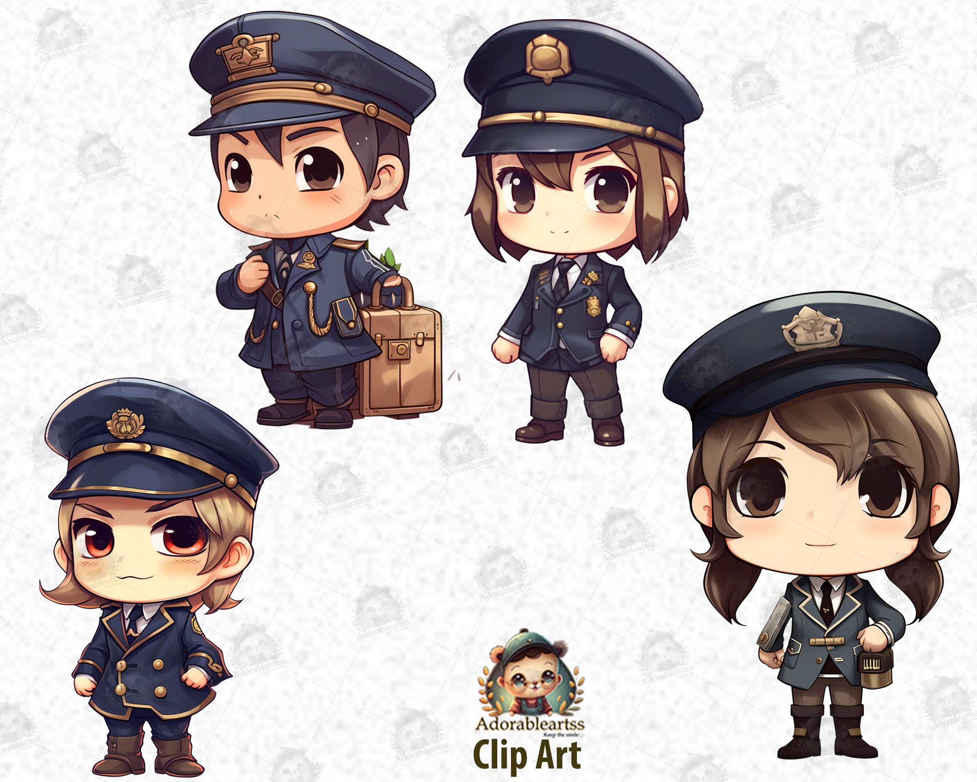 Train Master Clipart, Chibi Master Boy and Girl, Cute Dress, Happy ...