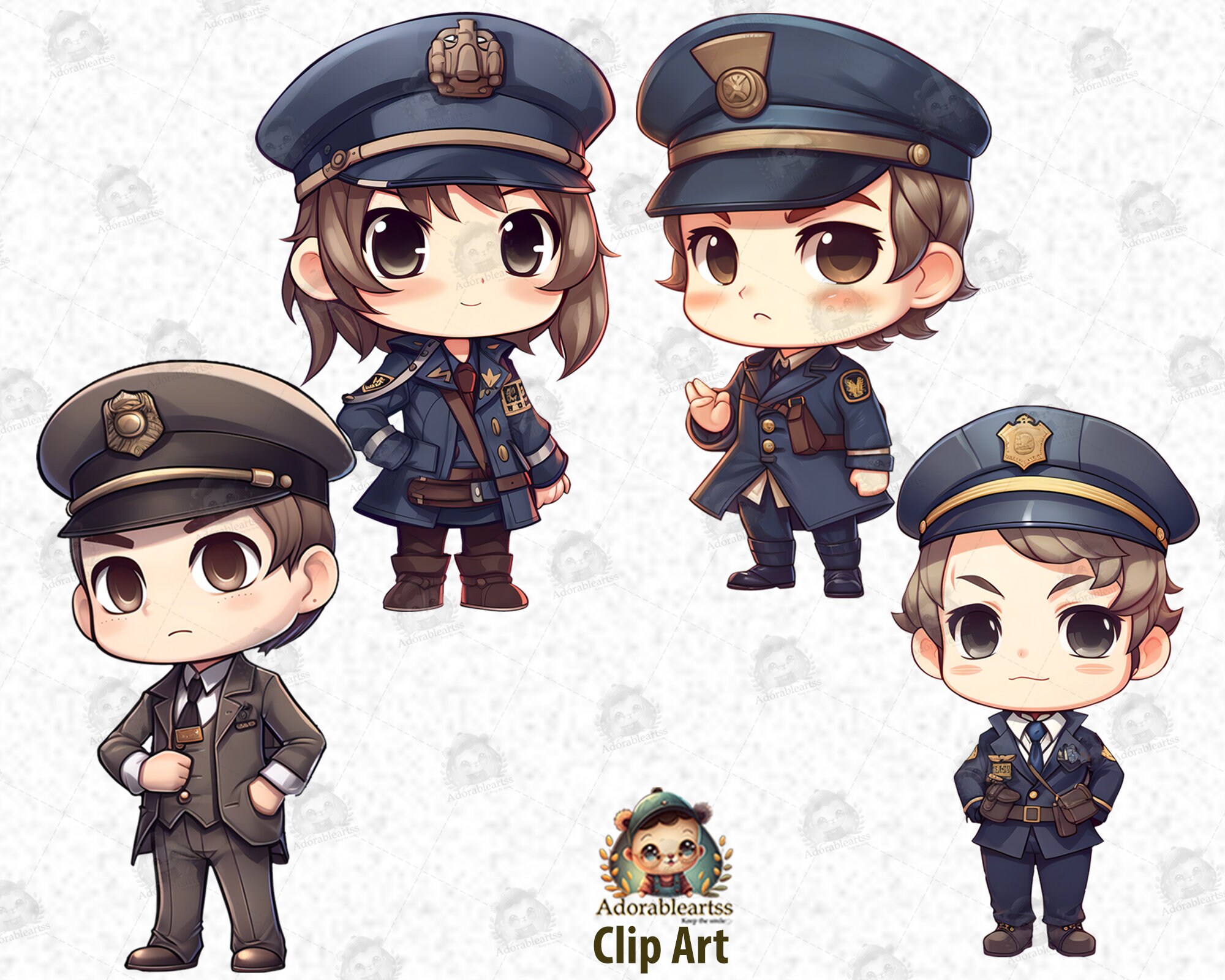 Train Master Clipart, Chibi Master Boy and Girl, Cute Dress, Happy ...