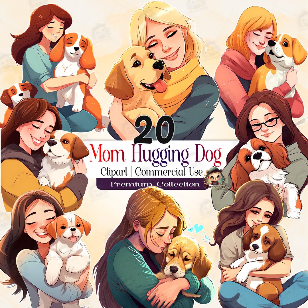 Watercolor Dog Lover Clipart, Cute Girls & Puppy Graphics, PNG Girl and ...