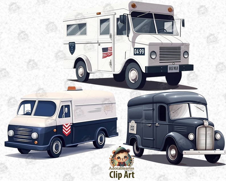 Postman Chibi Clipart: Postal Van, Boy & Girl PNG (digital Download) - Etsy