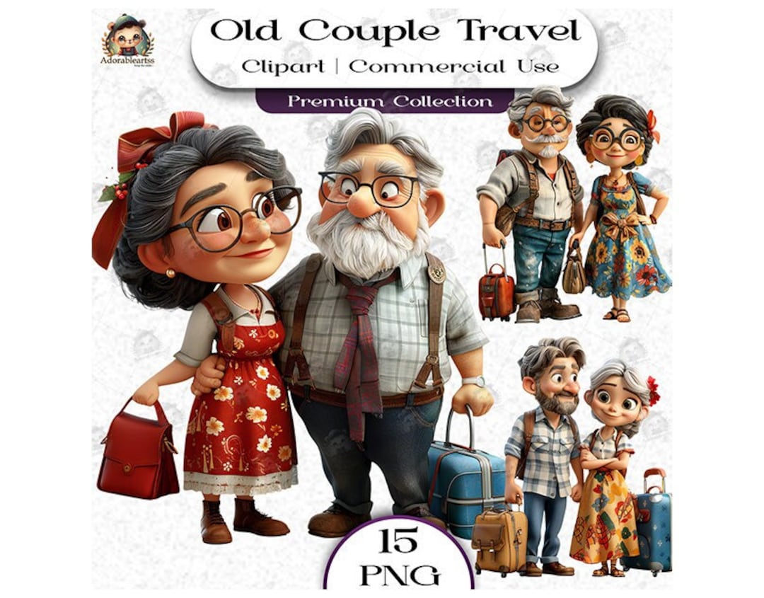 Travel Couple Clipart, Travel Clipart, PNG, Suitcase Clipart, Couple ...