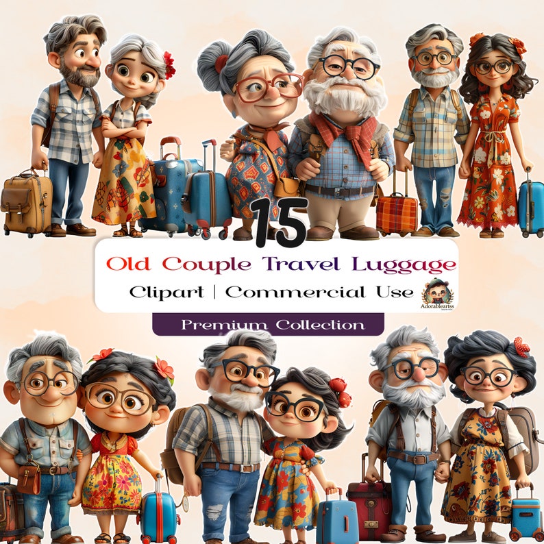 Travel Couple Clipart, Travel Clipart, PNG, Suitcase Clipart, Couple ...