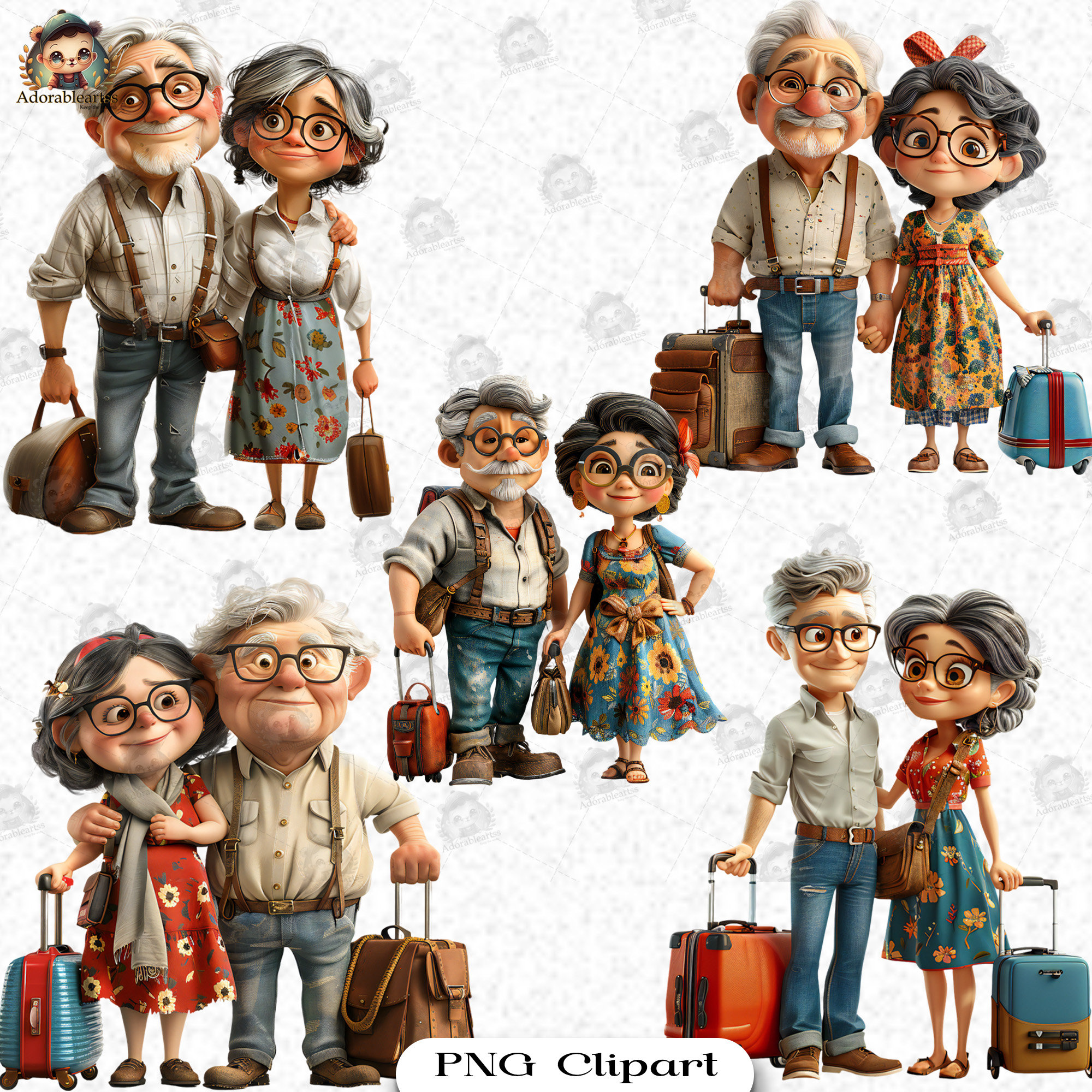 Travel Couple Clipart, Travel Clipart, PNG, Suitcase Clipart, Couple ...