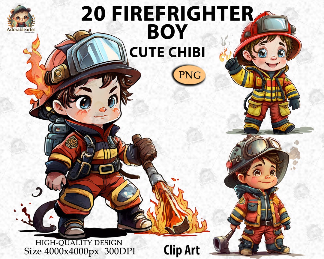 Firefighter Cute Chibi, Cute Fireman Boy Dress, Community Service ... Firefighter Cute Chibi, Cute Fireman Boy Dress, Community Service ...