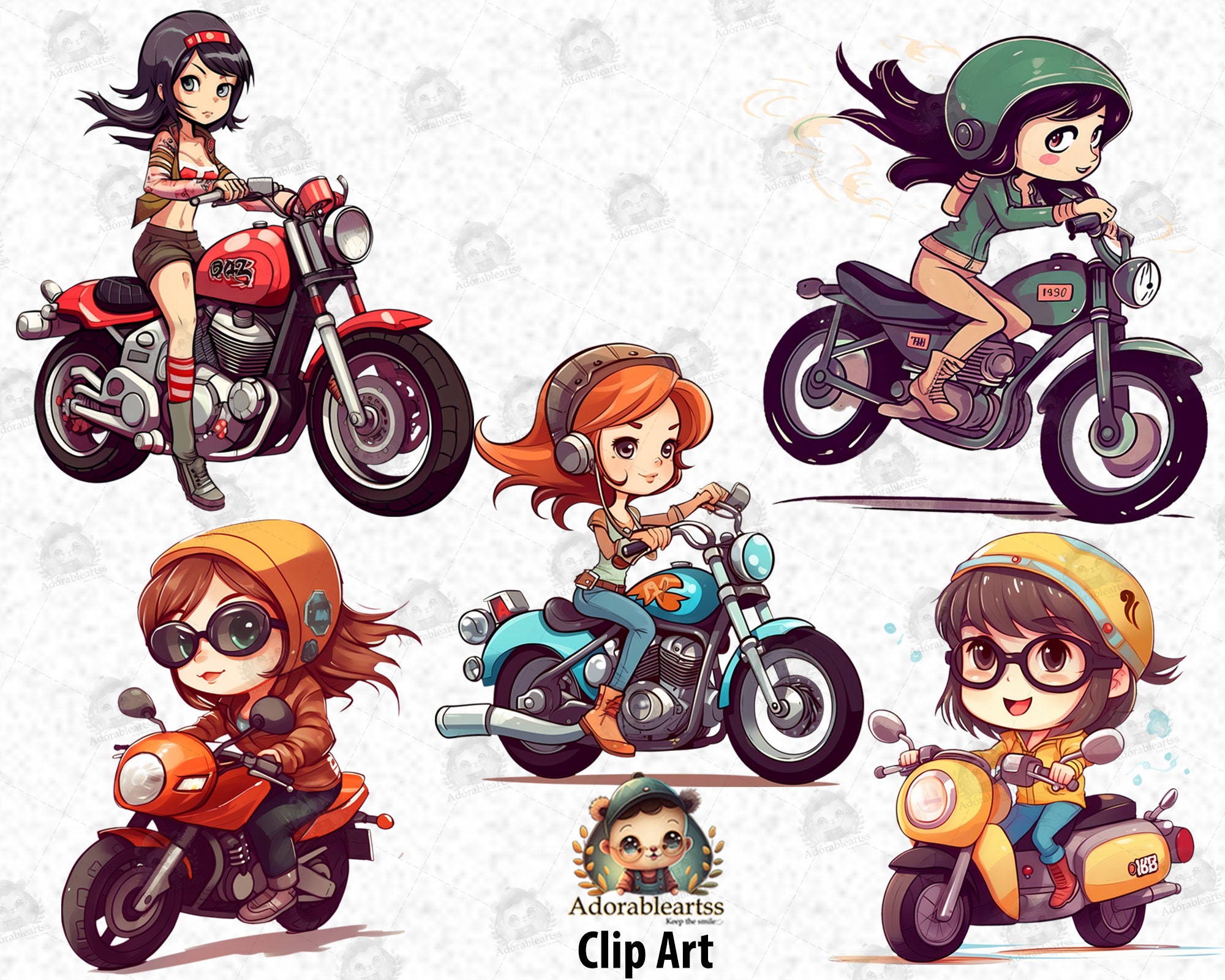 Motocycle Riding Girl, Riding Girl Chibi, Cute Chibi Happy Girl ...