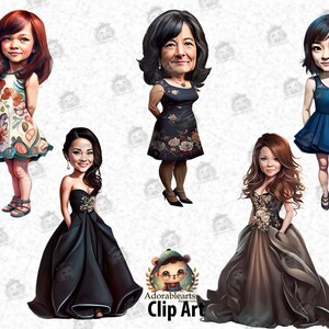 Happy Family Chibi, Clipart Daughter, Son and Baby Mom Dad, Custom ...