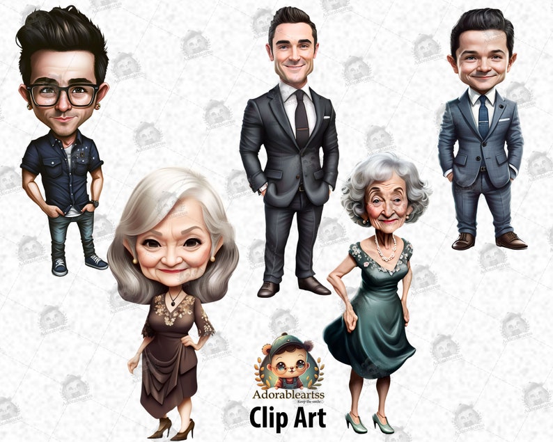 Lovely Family Chibi, Clipart Daughter, Son and Baby Mom Dad, Custom ...
