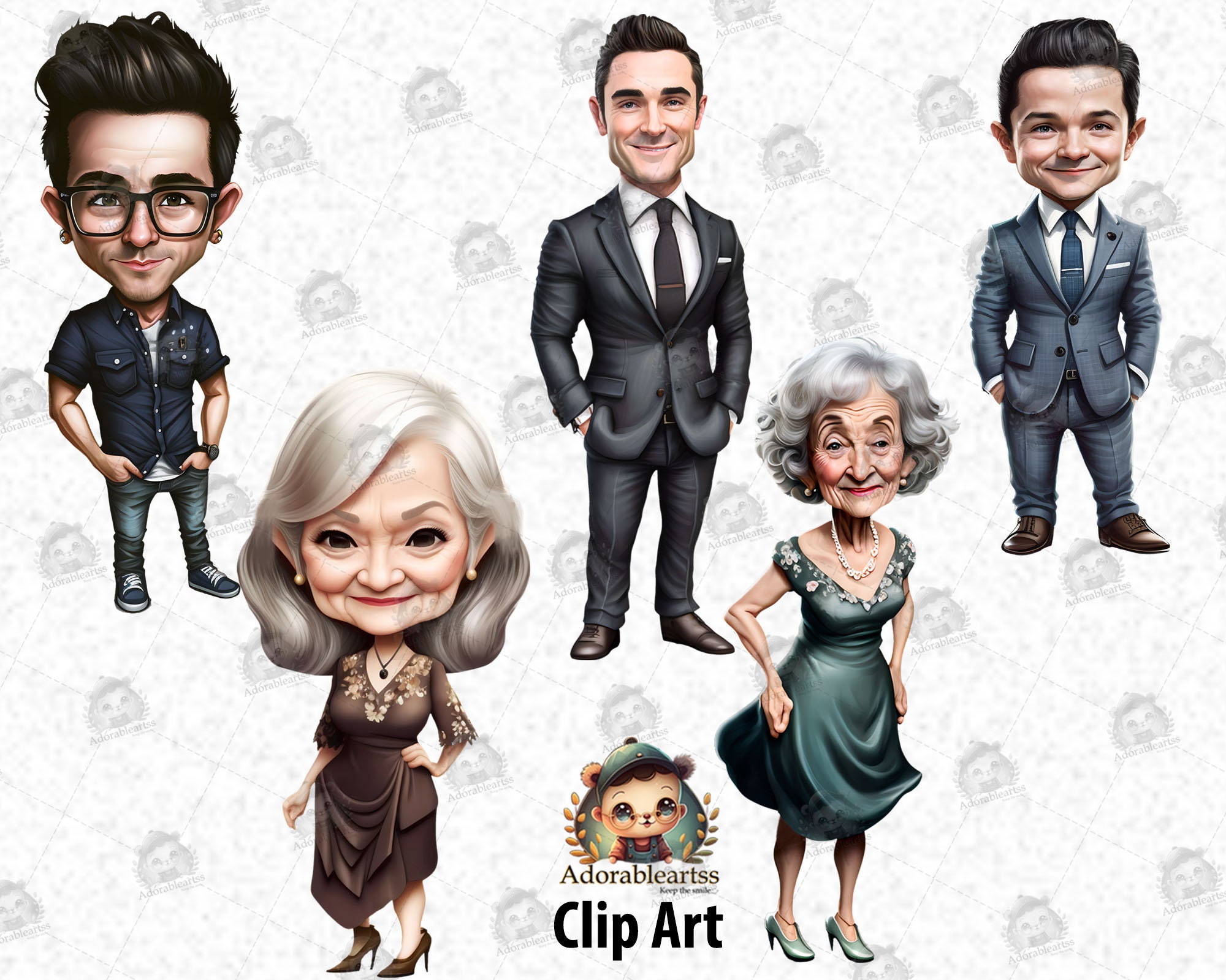 Lovely Family Chibi, Clipart Daughter, Son and Baby Mom Dad, Custom ...