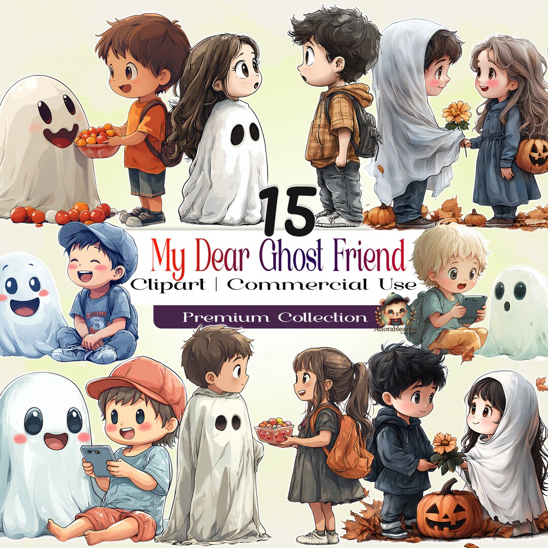 Cute Ghost Halloween Clipart Bundle, Ghost Couple PNG, Bougie Ghost ...