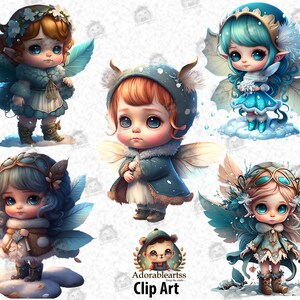 Watercolor Fairy Clipart Bundle, Blue Fairy PNG, Cute Snow Fairies ...