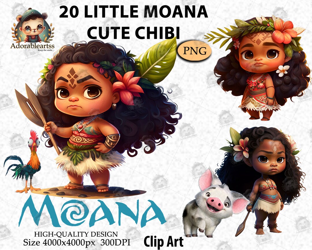 Moana Cute Chibi Clipart, Little Moana Girl, Moana PNG, Moana Birthday ...