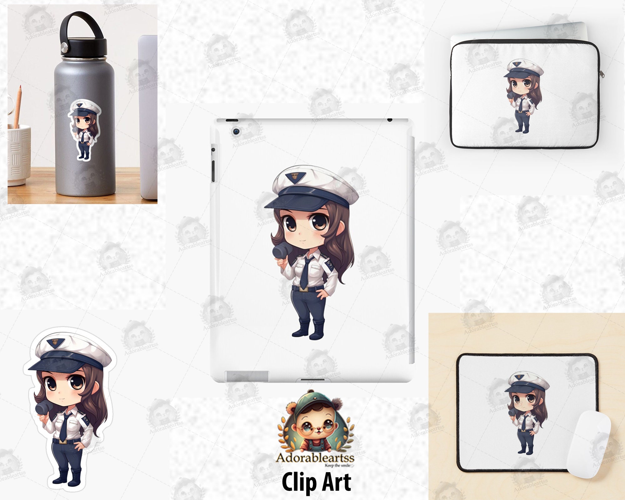 Pilot Chibi Clipart, Airplane Collection, Cute Girl Pilot, Travel ...