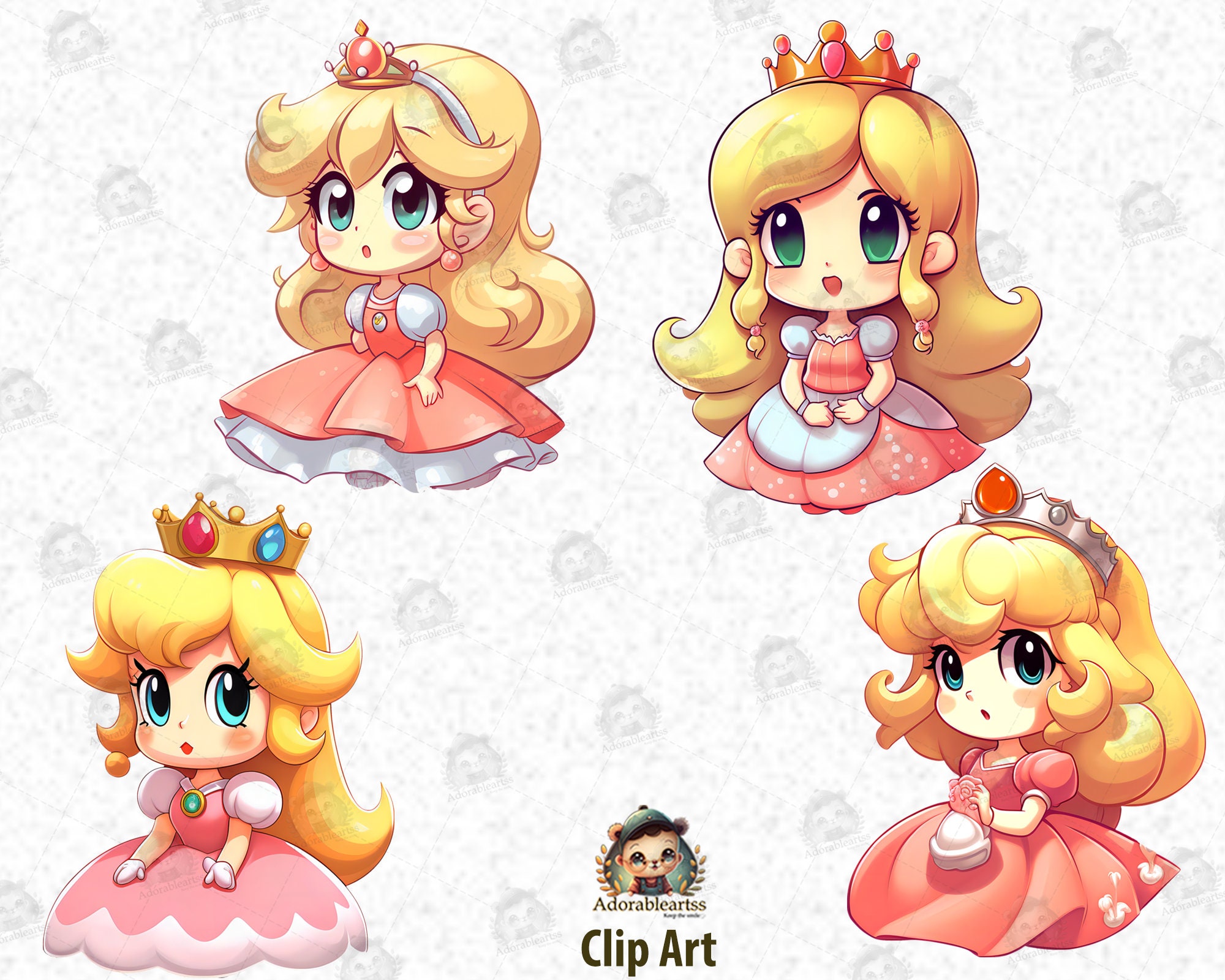 Cute Super Mario Chibi Clipart, Jumping Clipart, Princess Daisy , Mario ...