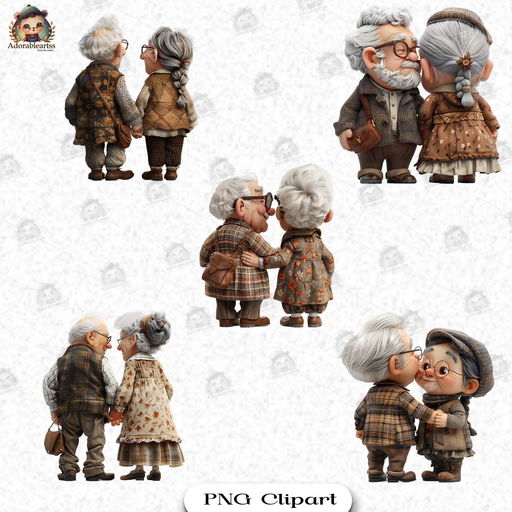 Elderly Couple Clipart: Grandpa and Grandma PNG Images (digital ...