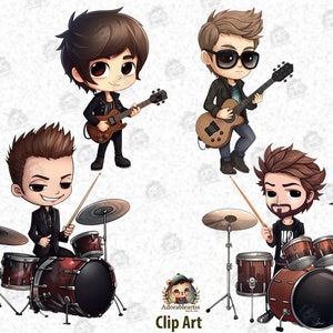 Musician Boy Watercolor Clipart: Music Instrument PNG Bundle (digital ...