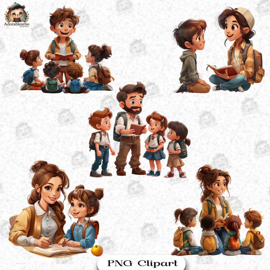 Teacher Clipart Bundle: Back to School Illustrations (PNG, PDF) - Etsy