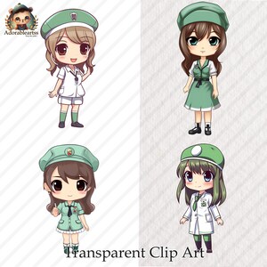 Chibi Nurse Watercolor Clipart , Healthcare Medical, Doctor Clipart ...