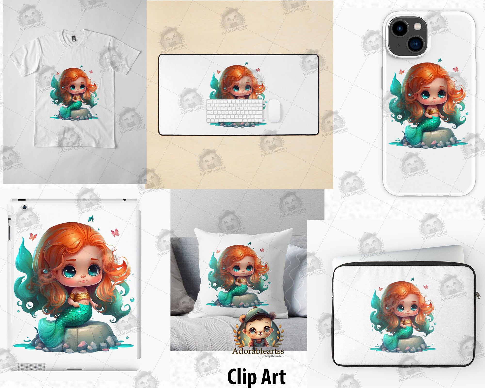 Little Mermaid Chibi Clipart Little Mermaid PNG Mermaid - Etsy