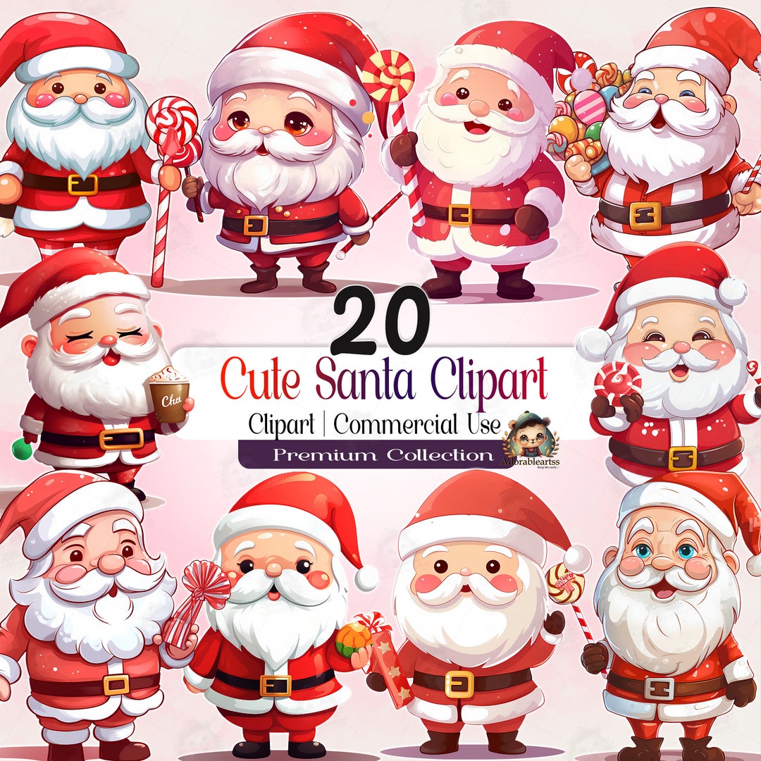 Santa Claus Chibi Clipart, Funny Christmas Santa, Printable Christmas ...