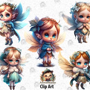 Watercolor Fairy Clipart Bundle, Blue Fairy PNG, Cute Snow Fairies ...