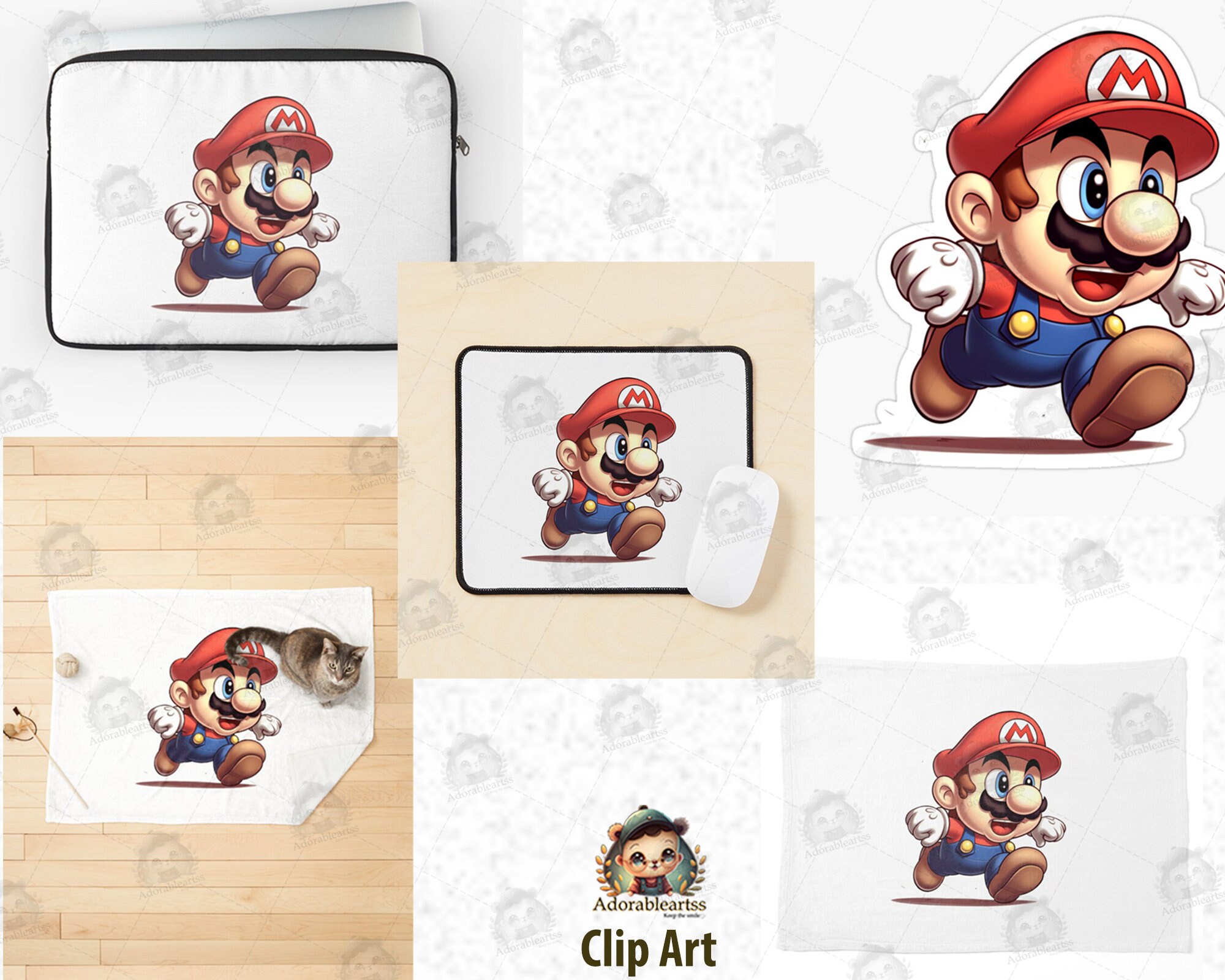 Cute Super Mario Chibi Clipart, Jumping Clipart, Princess Daisy , Mario ...