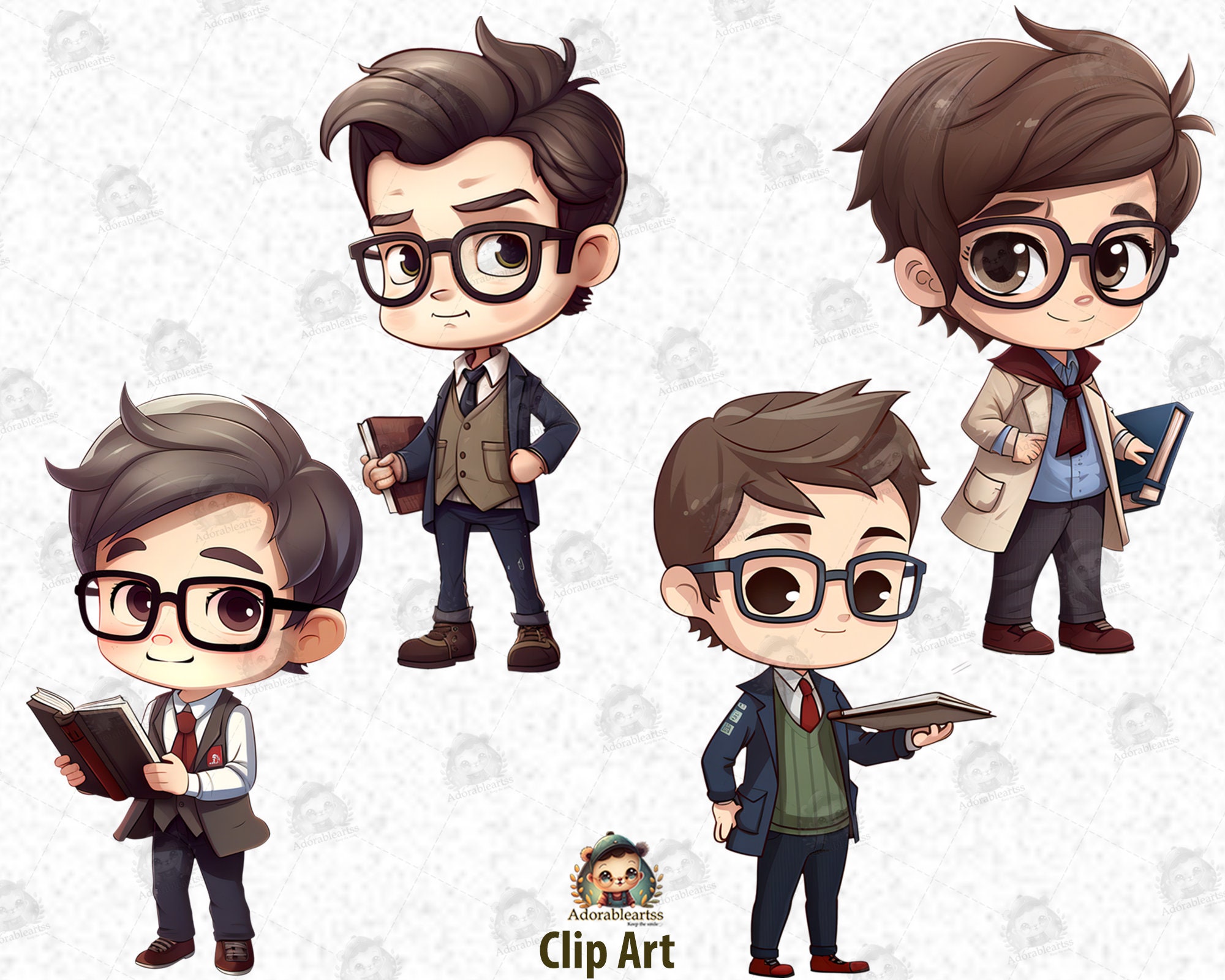 Cute Teacher Chibi Clipart Bundle Teaching Girl and Boy Chibi - Etsy