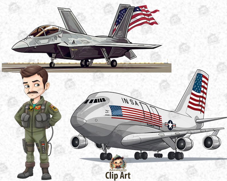 Us Air Force Clipart, Chibi Airforce US Flag, USA Fighter Plane ...