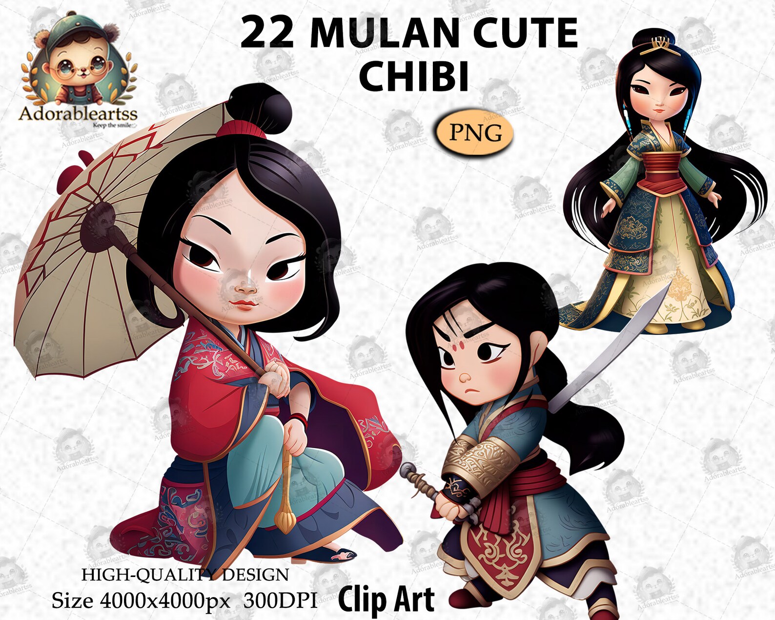 Buy Mulan Cute Chibi Clipart Mulan Girl China Clip Art Baby Online in ...