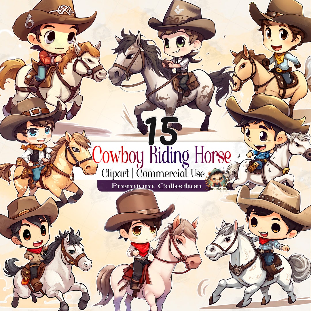 Cute Little Cowboy Clipart, Western Cowboy Illustration Clipart, Boy ...
