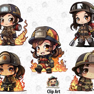 Firefighter Girl Clipart, Chibi Cute Fire Girl Dress, Community Service ...