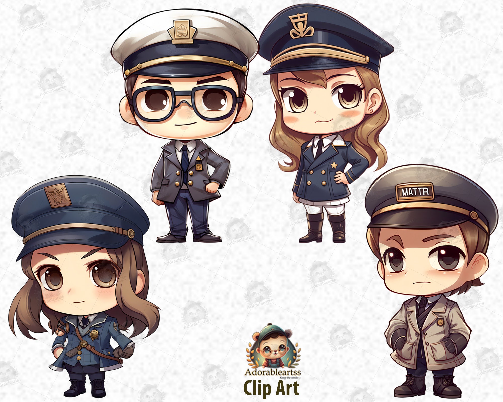 Train Master Clipart Chibi Master Boy and Girl Cute Dress - Etsy