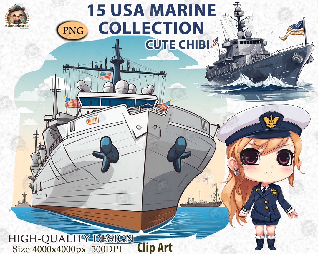 Marine Us Army Clipart, Chibi Boy Girl Marine Dress, Barcos del Cuerpo ...