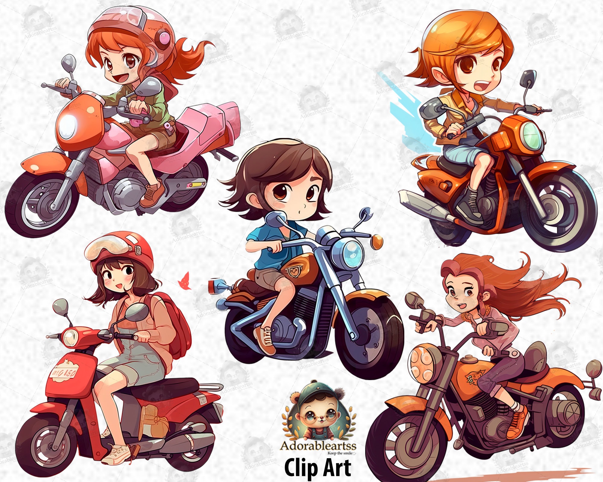 Motocycle Riding Girl, Riding Girl Chibi, Cute Chibi Happy Girl ...