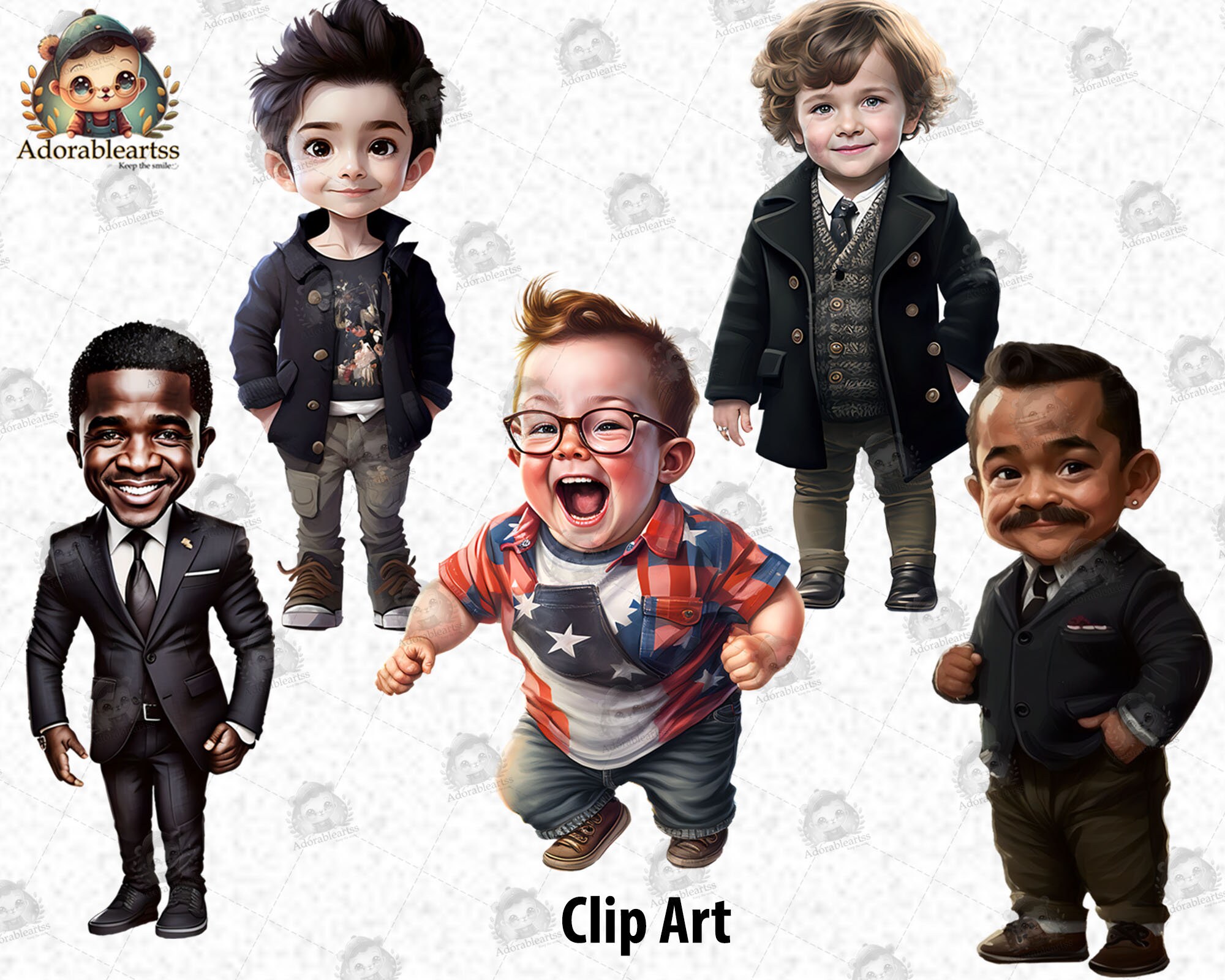 Happy Family Chibi Clipart Daughter Son and Baby Mom Dad - Etsy UK