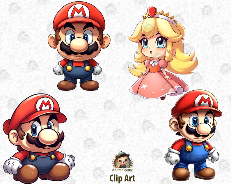Cute Super Mario Chibi Clipart, Jumping Clipart, Princess Daisy , Mario ...