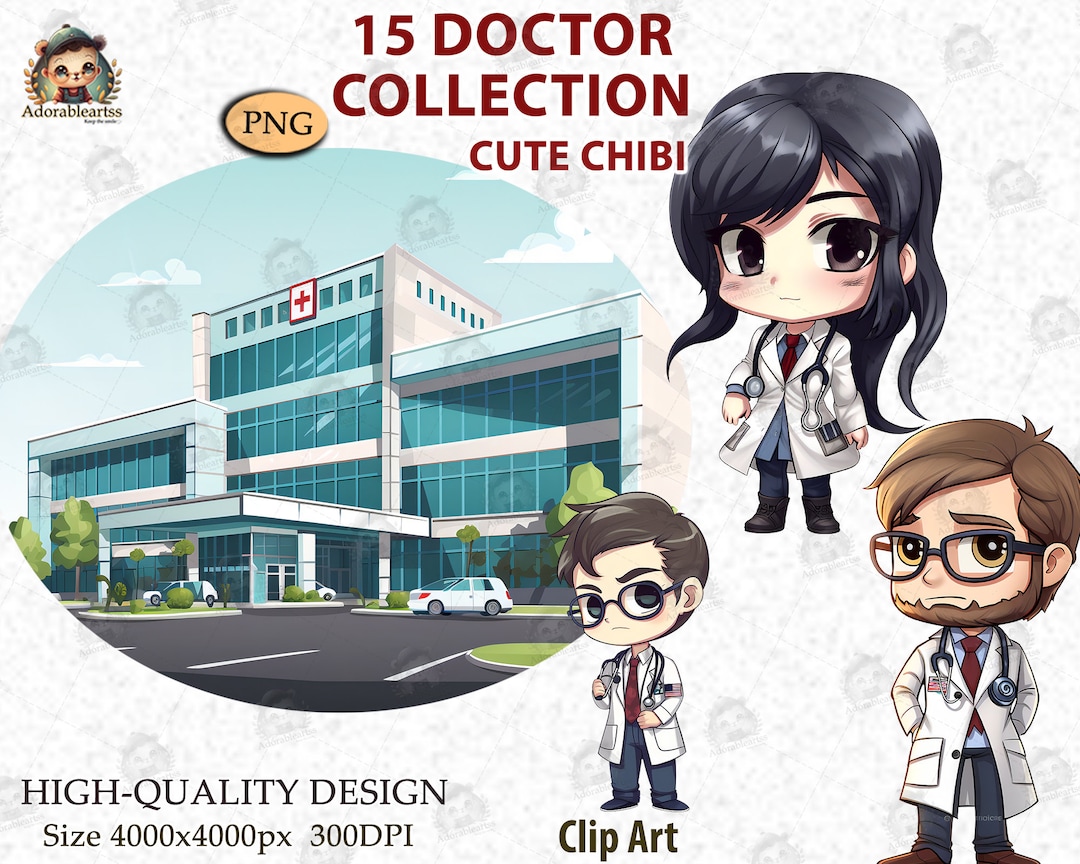 Cute Doctor, Girl and Boy Chibi Clipart, Hospital Png for Personal and ...