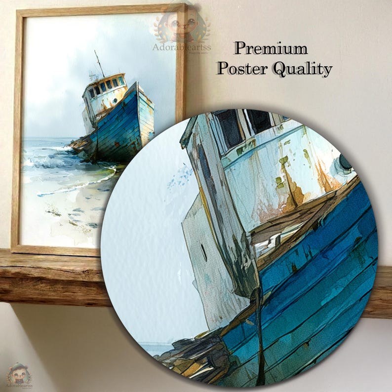 Abandoned Boat Watercolor Painting | Coastal Nautical Vintage | Seaside ...